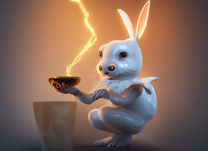 an anthropomorphic white rabbit with glowing eyes | Stable Diffusion ...