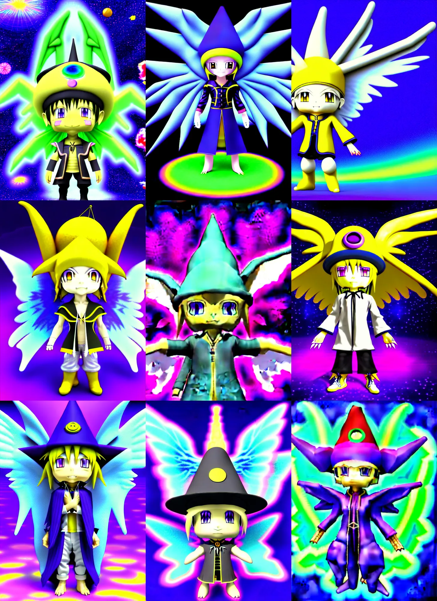 3 d render of chibi clock cyborg klonoa with angel | Stable Diffusion ...