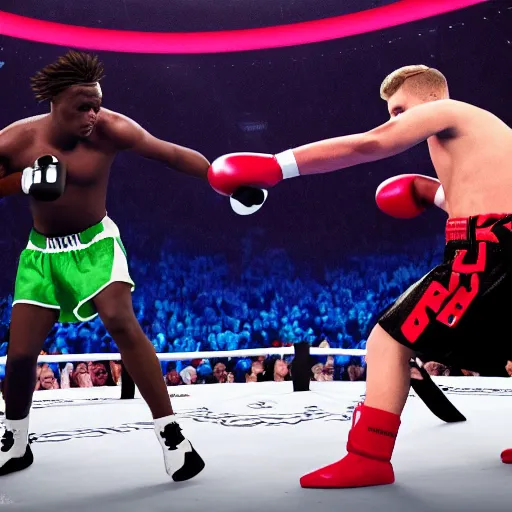 KSI fighting Jake Paul in a big arena with dramatic | Stable Diffusion ...