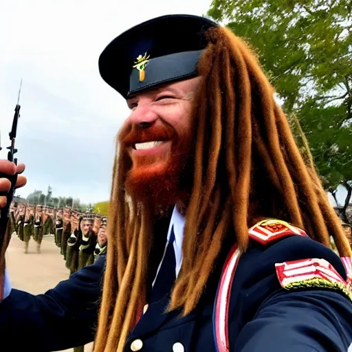 skinny redheaded soldier with long dreadlocks takes a | Stable ...