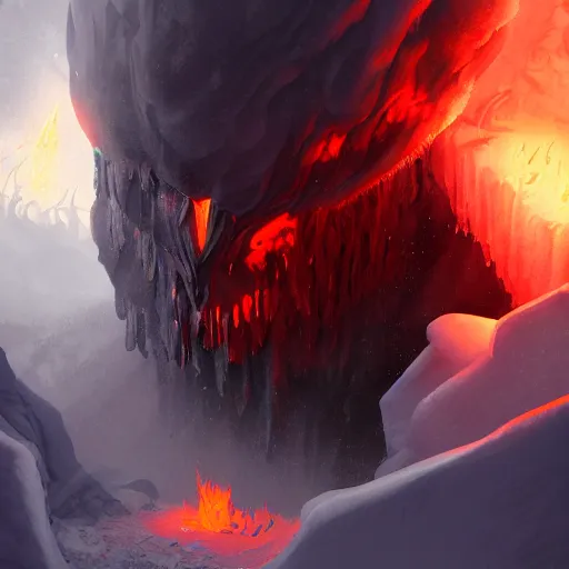 a man explores the icy corners of hell, fire demons, | Stable Diffusion | OpenArt