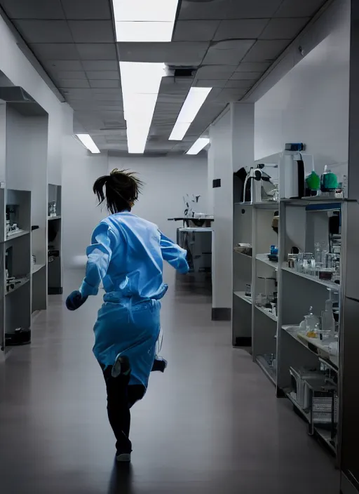 a stock photo of a female scientist running from a | Stable Diffusion ...