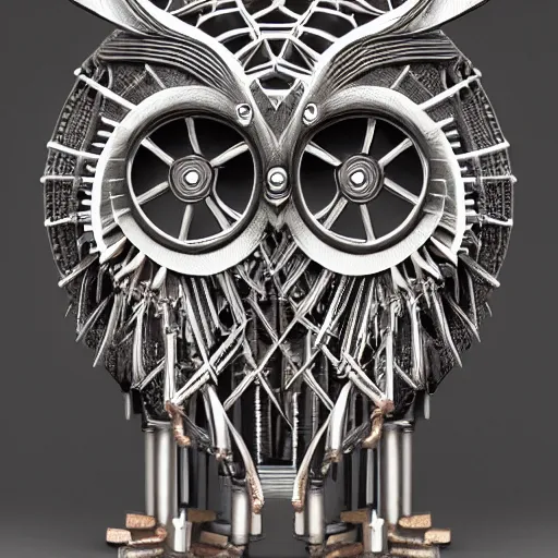 symmetry!!! mechanical owl made of iron gears, highly | Stable ...