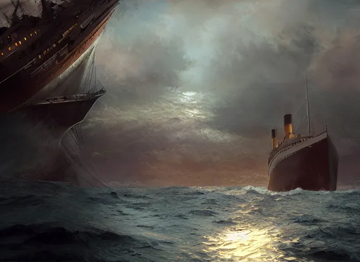 The sinking of the Titanic, digital painting, | Stable Diffusion | OpenArt