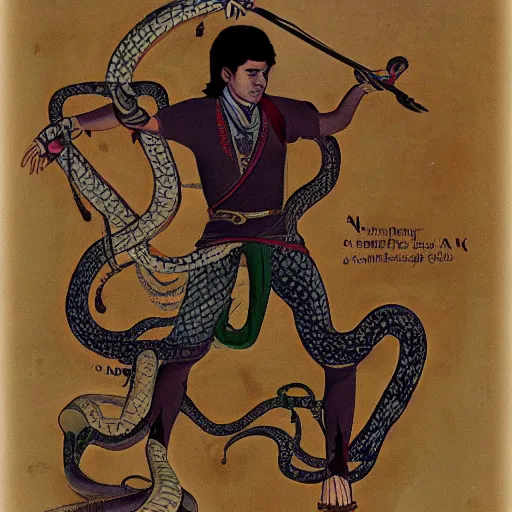A human bard, lower half of his body is snake, Naga, | Stable Diffusion