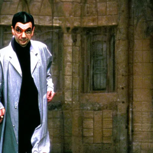 A still of Mr Bean in The Matrix | Stable Diffusion