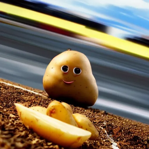 a potato being driven like a car on the highway at | Stable Diffusion ...