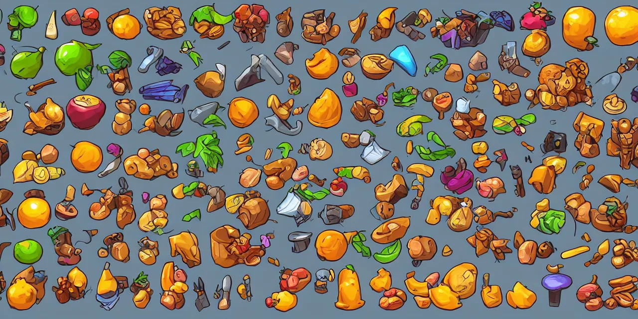 game asset sheet, 2 d sprite, collectable prizes | Stable Diffusion ...