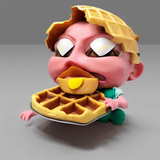 portrait of a anime and chibi a man eating a waffle in | Stable ...