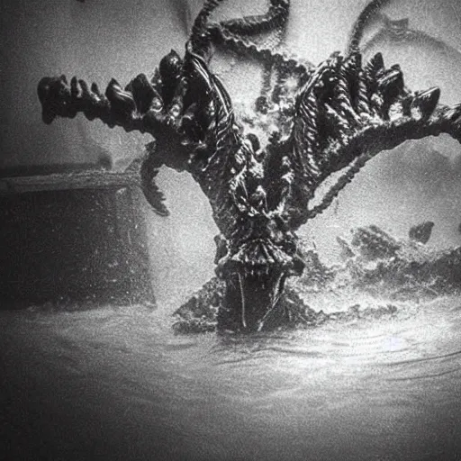 underwater closeup of a satanic sea monster in the | Stable Diffusion