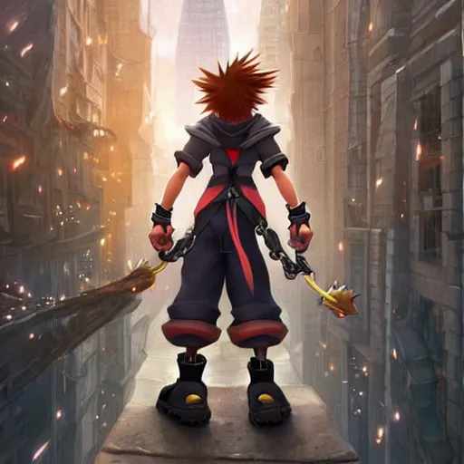 sora from kingdom hearts flying through a city, | Stable Diffusion ...