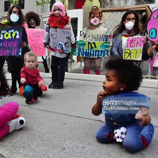 Toddlers protesting infront of a daycare centre, news | Stable ...