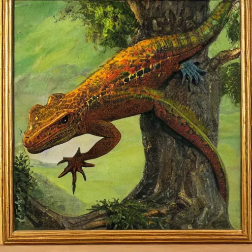detailed oil painting of a lizard human resting | Stable Diffusion ...