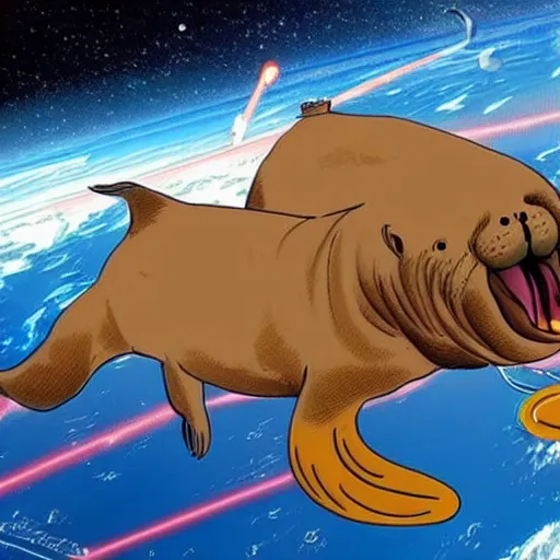walrus fighting a sea lion in space with force powers | Stable Diffusion | OpenArt