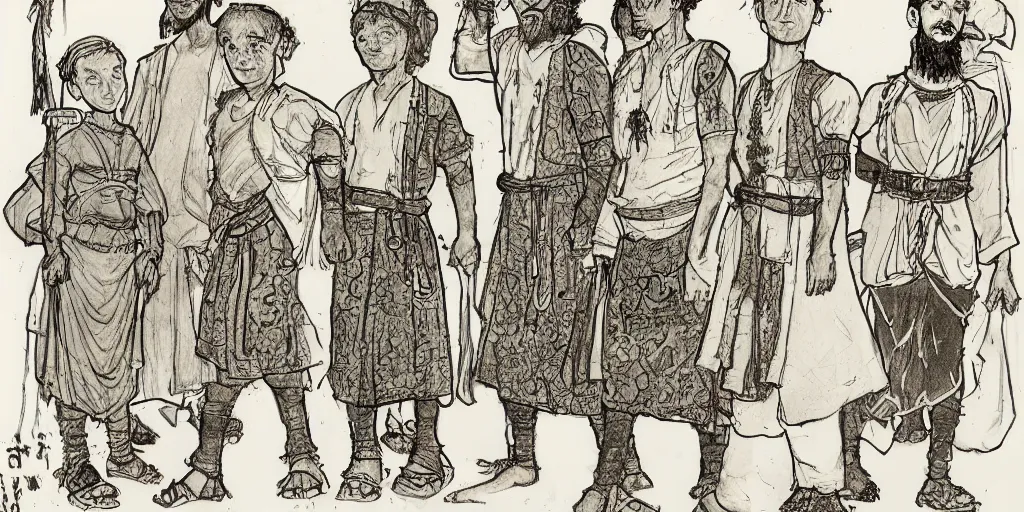 full page scan of many character design sketches. A | Stable Diffusion ...