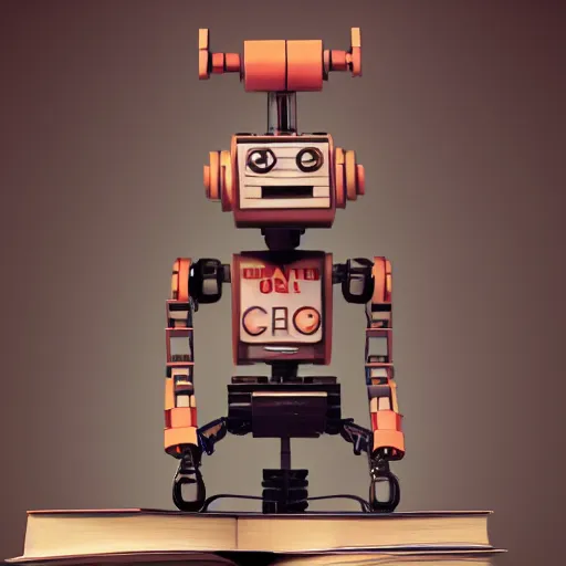 long shot of a minimalistic robot holding a pile of | Stable Diffusion