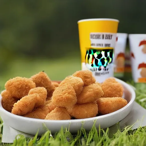 farm chicken eating McDonalds chicken nuggets | Stable Diffusion | OpenArt