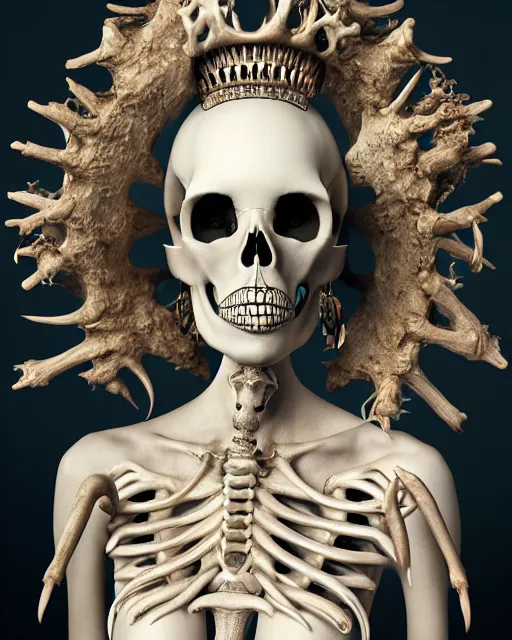 beautiful painting of a bone queen, bone crown, skull | Stable ...