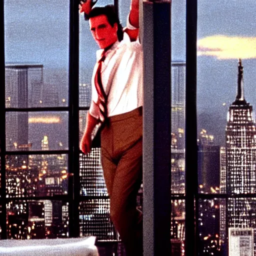 patrick bateman jumping of empire state building, in | Stable Diffusion ...