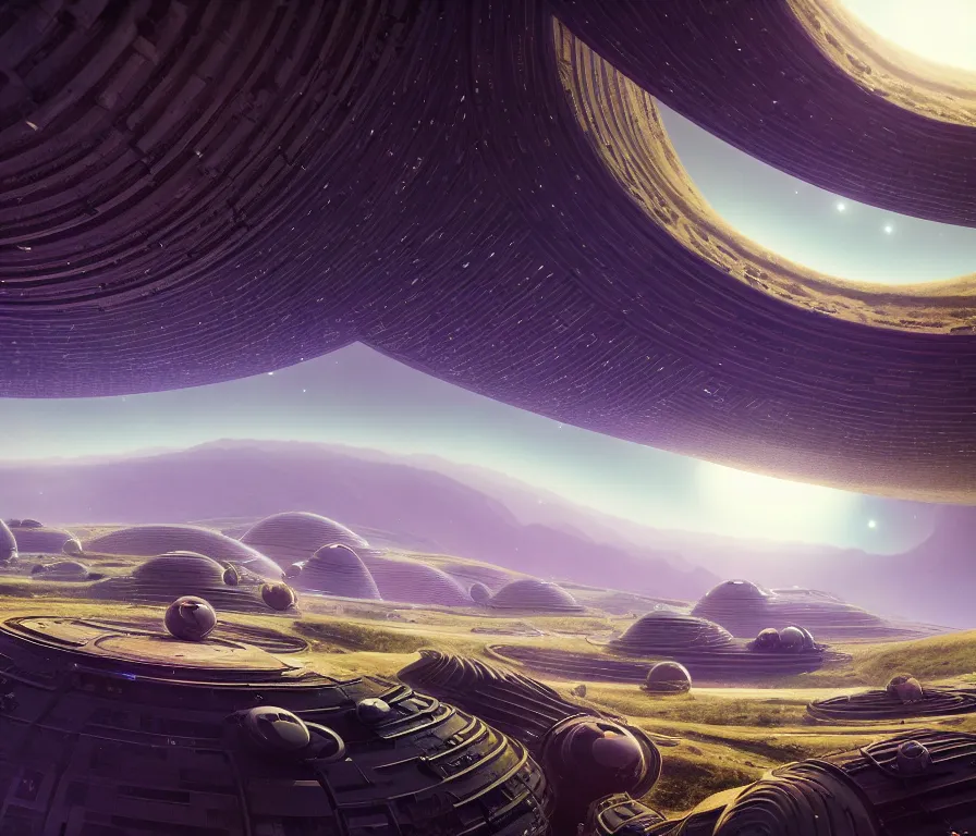 O'Neill cylinder colony Stanford torus, view of | Stable Diffusion