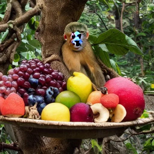 bowl of fruit in a tree with a stack of monkeys | Stable Diffusion | OpenArt