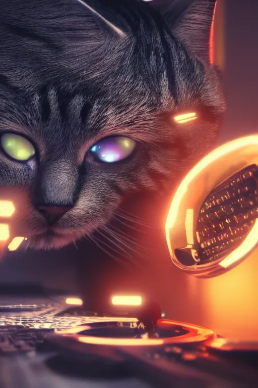 cat eating a computer mouse. cinematic, cyberpunk, | Stable Diffusion ...