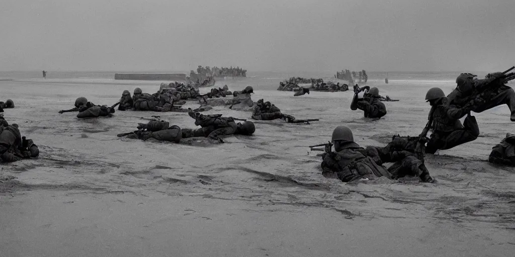 WW2 omaha beach in the style of achtung cthulhu | Stable Diffusion ...