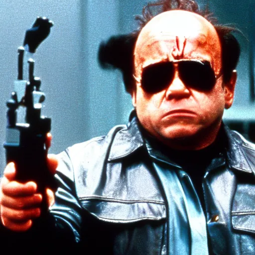 A still of Danny Devito as the Terminator in | Stable Diffusion