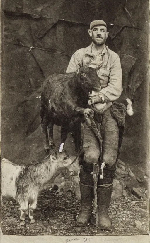 portrait of a welsh coal miner and his pet goat, | Stable Diffusion ...