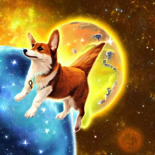 cosmic corgi devouring a planet, digital art | Stable Diffusion | OpenArt