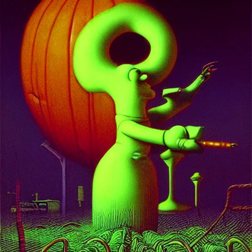 the simpsons halloween special by beksinski, banksy | Stable Diffusion ...