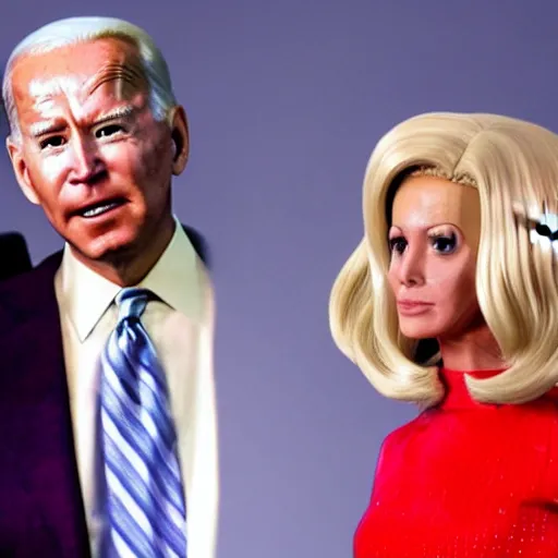 photograph of a an alien wearing a blond wig and a red | Stable ...