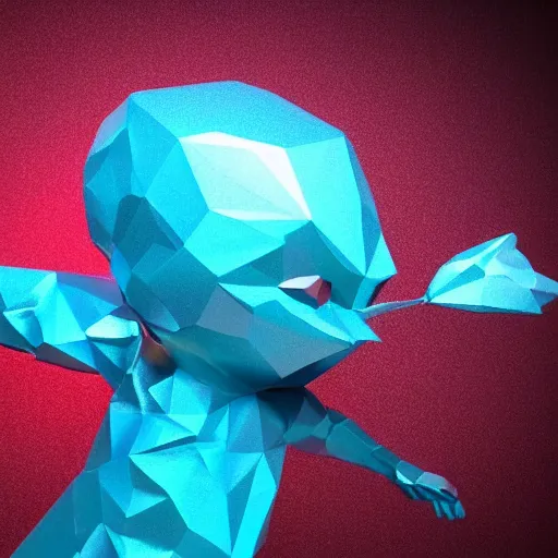 a metallic cyan crystal creature, red headband 4K HD, | Stable ...