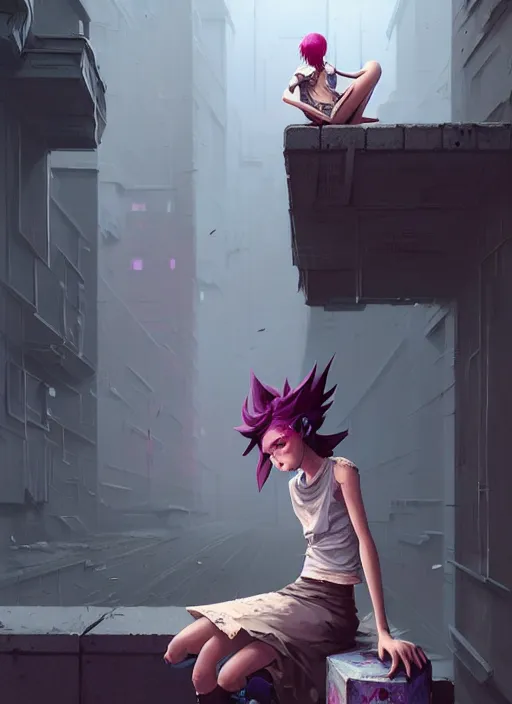 highly detailed matte painting, of punk girl sitting | Stable Diffusion ...