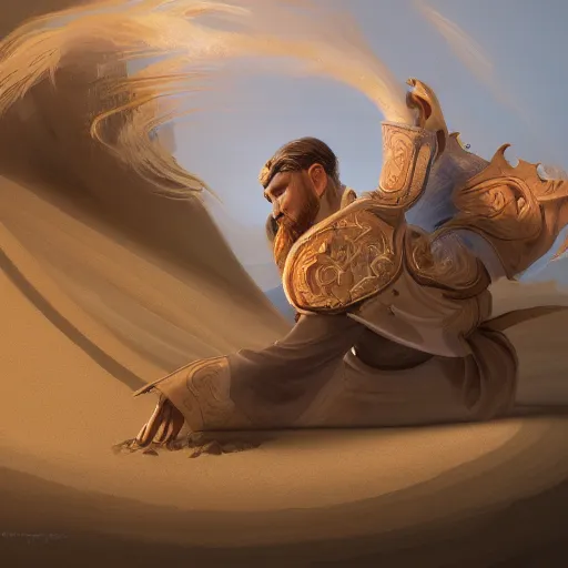 mage controling sand with his hands, intricate, | Stable Diffusion ...