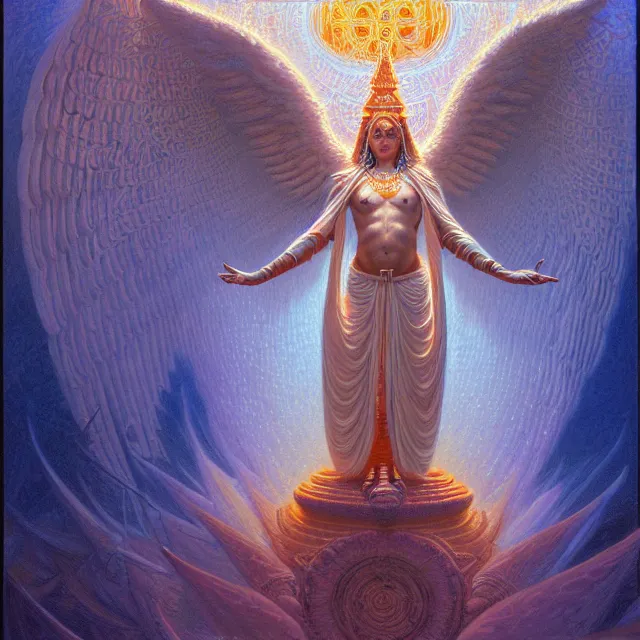 ethereal glowing white hindu angel dmt deity, tribal | Stable Diffusion ...