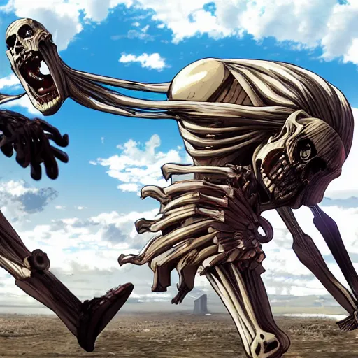 attack on titan skeleton fight highly detailed 4k | Stable Diffusion ...