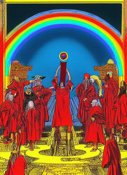 a cult of wizards entering the portal of truth, red | Stable Diffusion ...