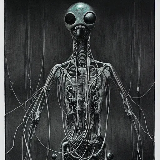 alien kept in a holding tank, wires hooked up to body, | Stable ...
