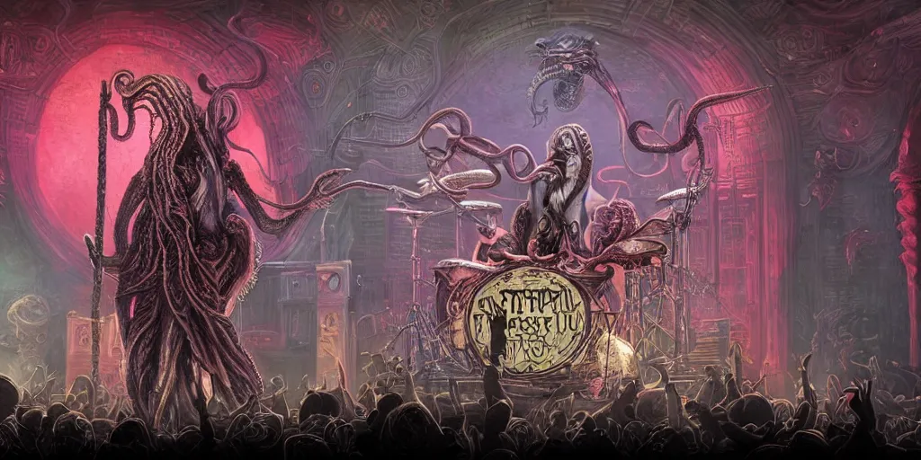dystopian fantasy rock concert. On stage, the drummer | Stable ...