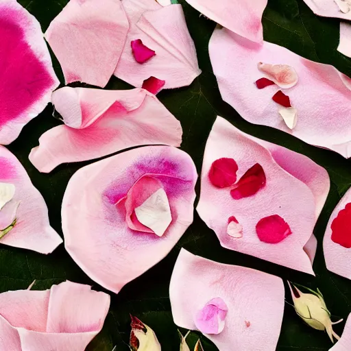 various kinds of separate rose petals, botanical | Stable Diffusion