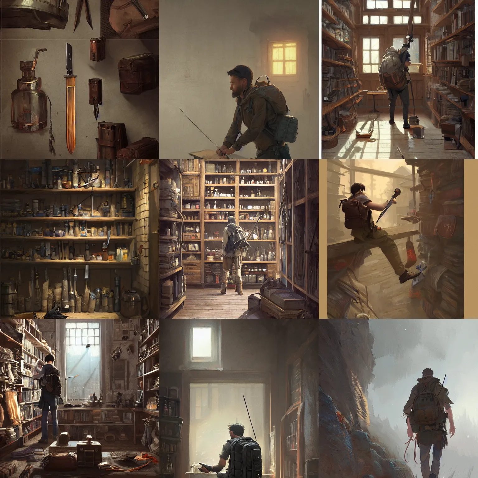 hardmesh post, backpack with equipment : lockpicks, | Stable Diffusion ...