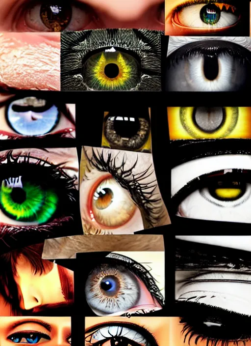 grid montage of square eyes, square dilated pupils, | Stable Diffusion ...