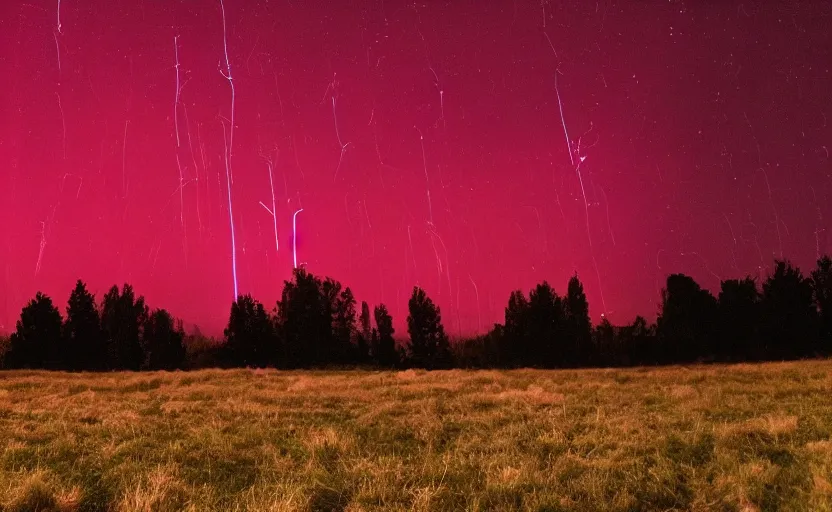 red sprites in atmosphere, night, field, unsettling | Stable Diffusion ...