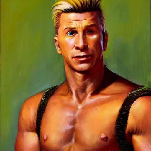jack mcbrayer as guile from street fighter, painting | Stable Diffusion ...
