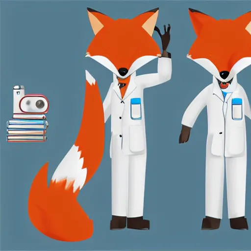 A cute fox scientist in a lab coat, digital art, | Stable Diffusion ...
