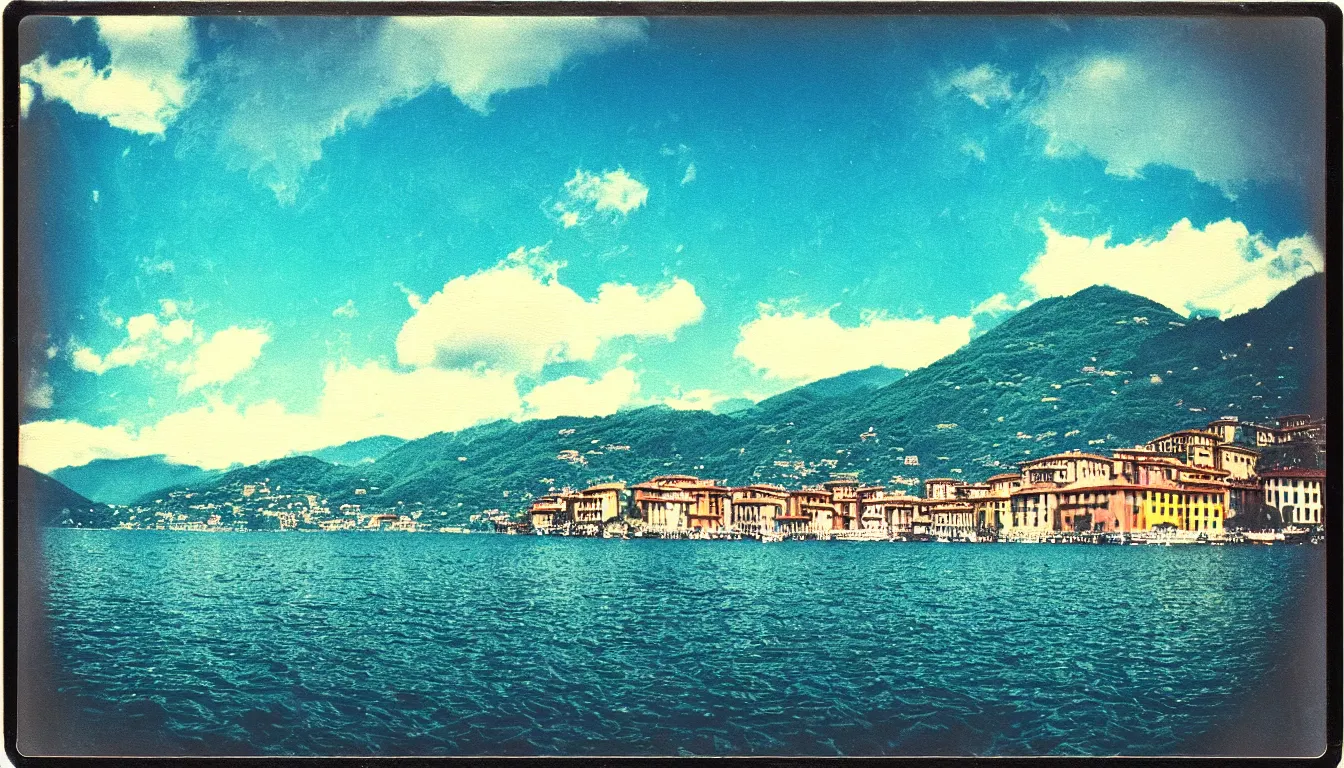 colorful instant photograph of lake como, polaroid, | Stable Diffusion ...