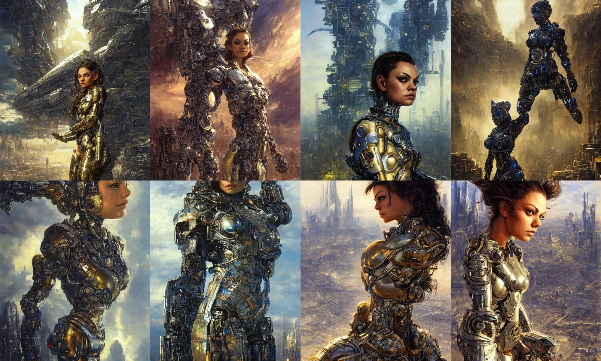 portrait of epic mila kunis intricate cyborg armor, | Stable Diffusion ...