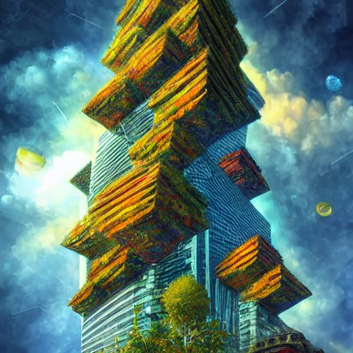 overgrown geometric mushroom skyscrapers autumn, | Stable Diffusion ...