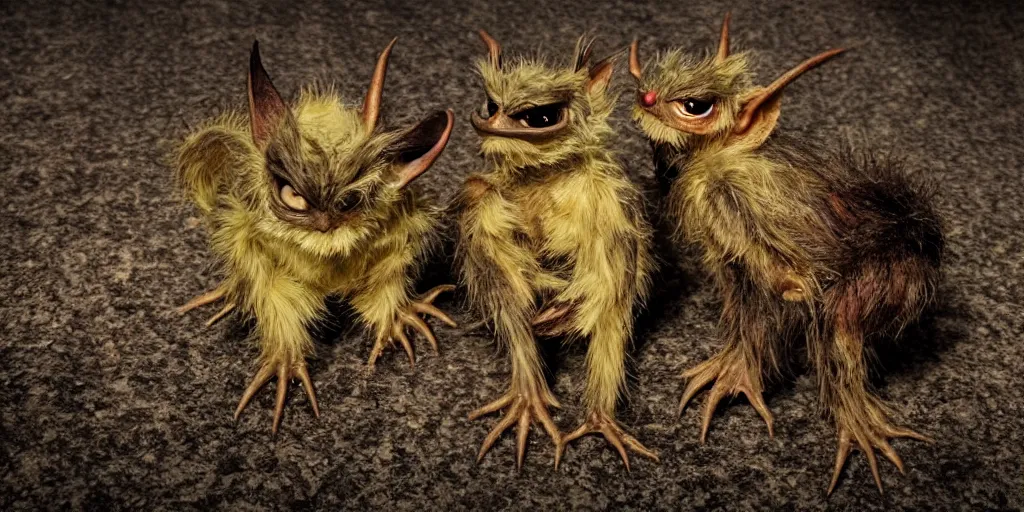 photo of real life gremlins, creepy!!!, scaly!!!, | Stable Diffusion